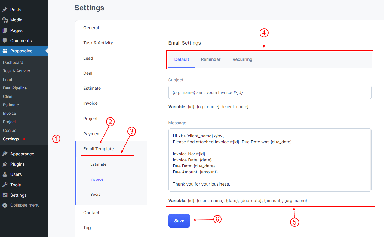 Email Settings - Propovoice CRM