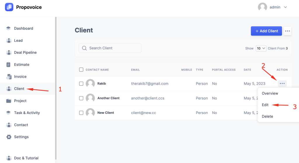 Frontend Client Portal Of Propovoice CRM